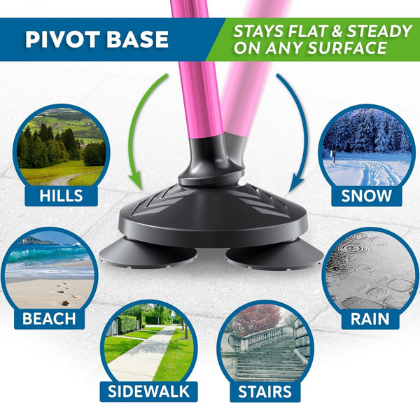 Walking Cane Free Standing with Pivot Base