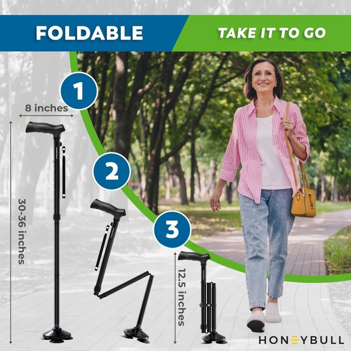 Walking Cane Free Standing with Pivot Base