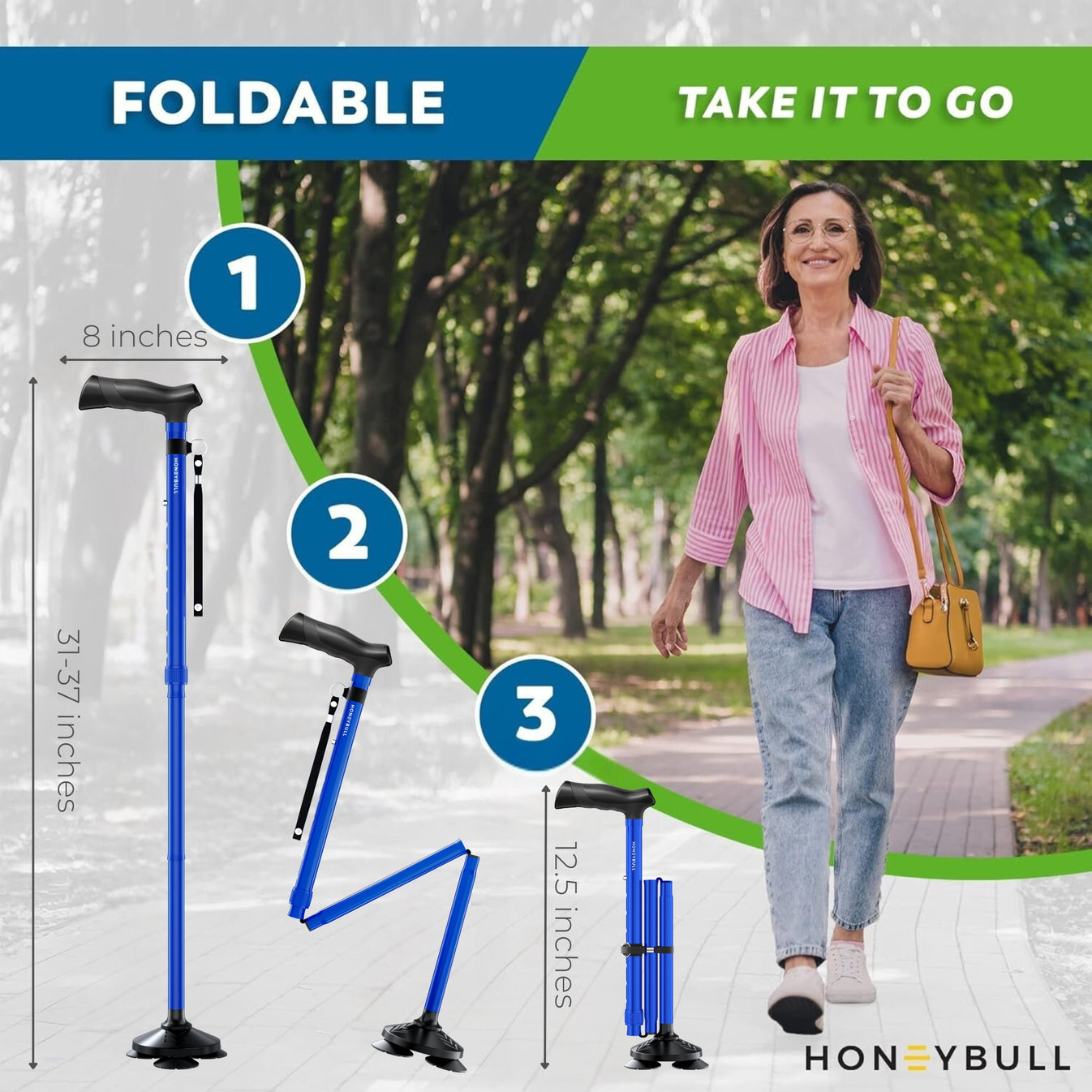 Walking Cane Free Standing with Pivot Base